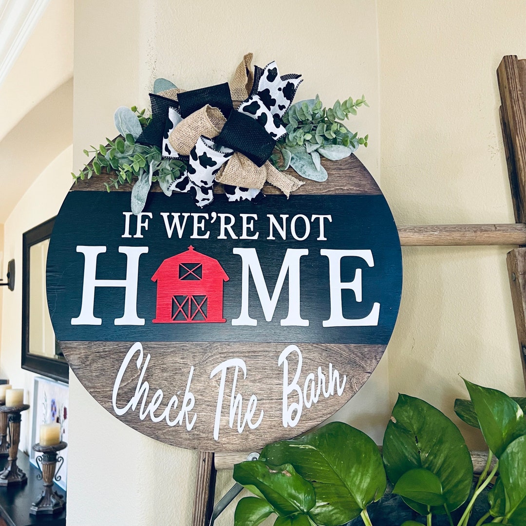 Welcome Front Door Decor, Country Cow Print Door Hanger, Farmhouse ...