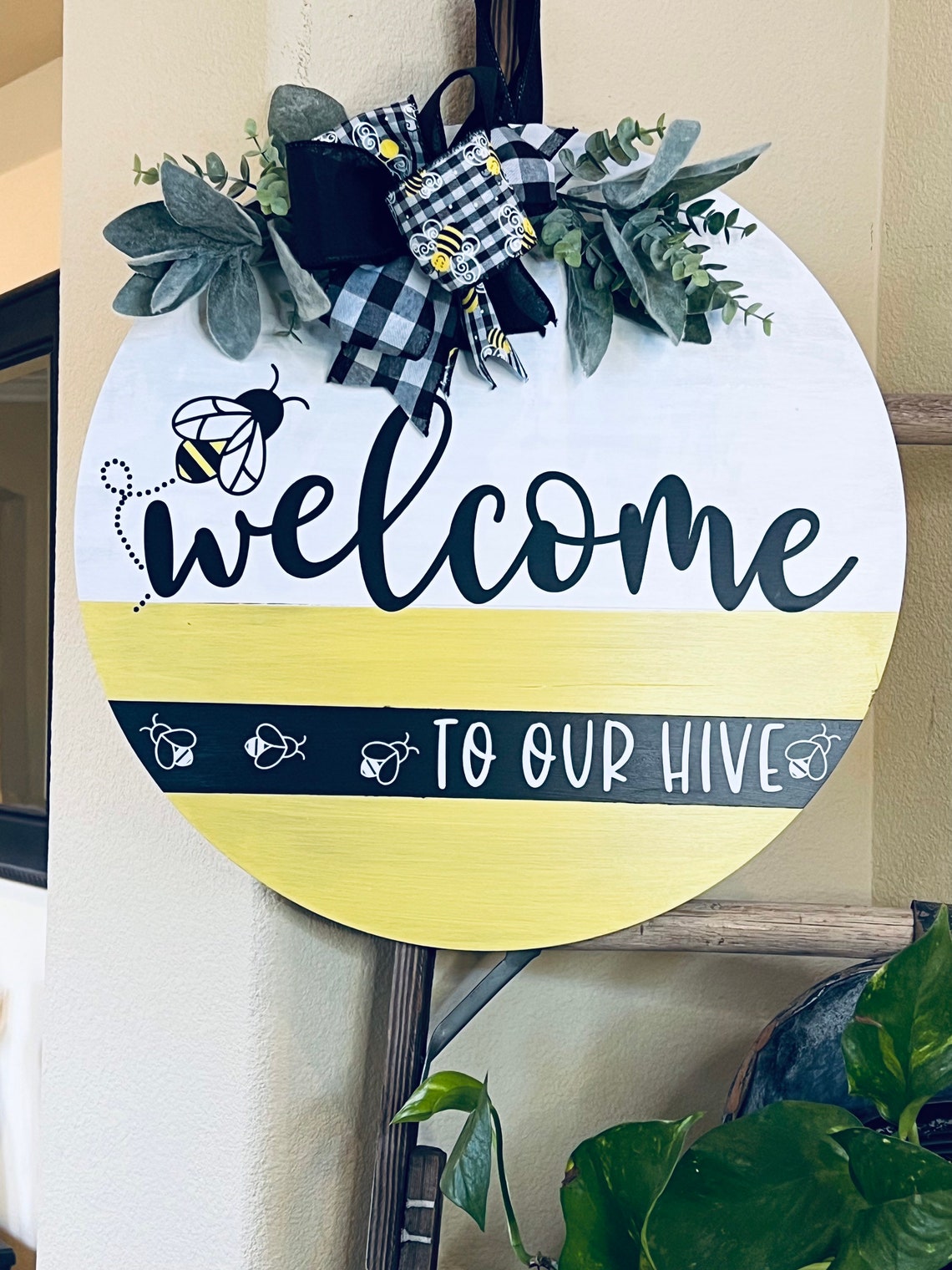 Summer Front Door Decor, Welcome to Our Hive Door Sign, Bee Welcome ...