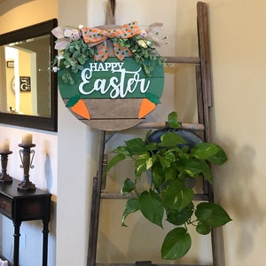 Easter Round Welcome Sign, Door Decoration, Wood Wreath - Etsy