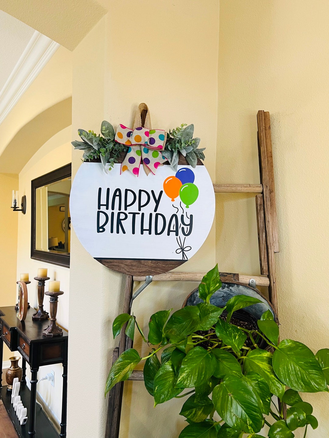 Front Door Decor Happy Birthday Door Sign Front Door Wreath - Etsy