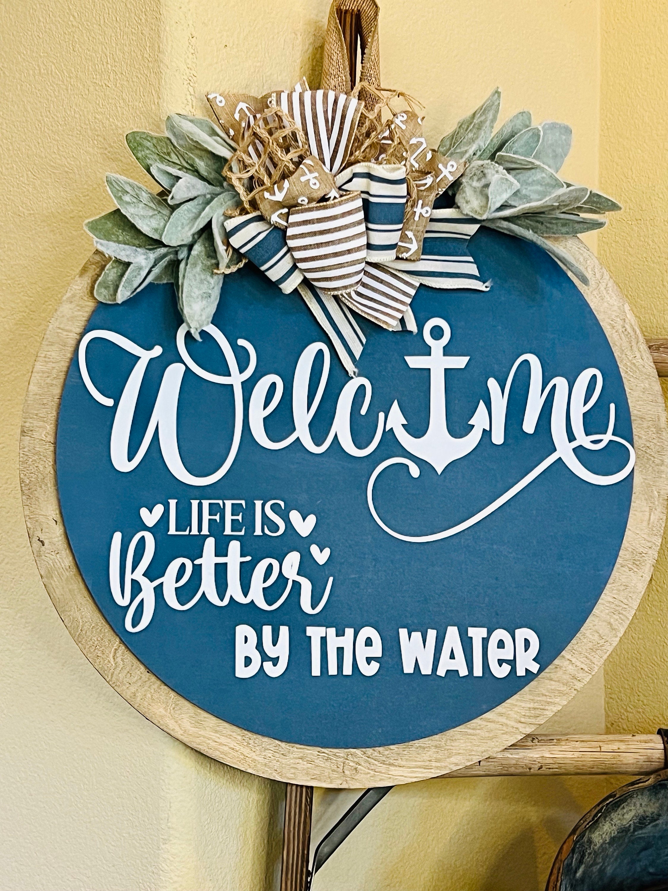 Nautical Door Sign, Lake Door Decor, Lake Door Hanger, Nautical Door ...
