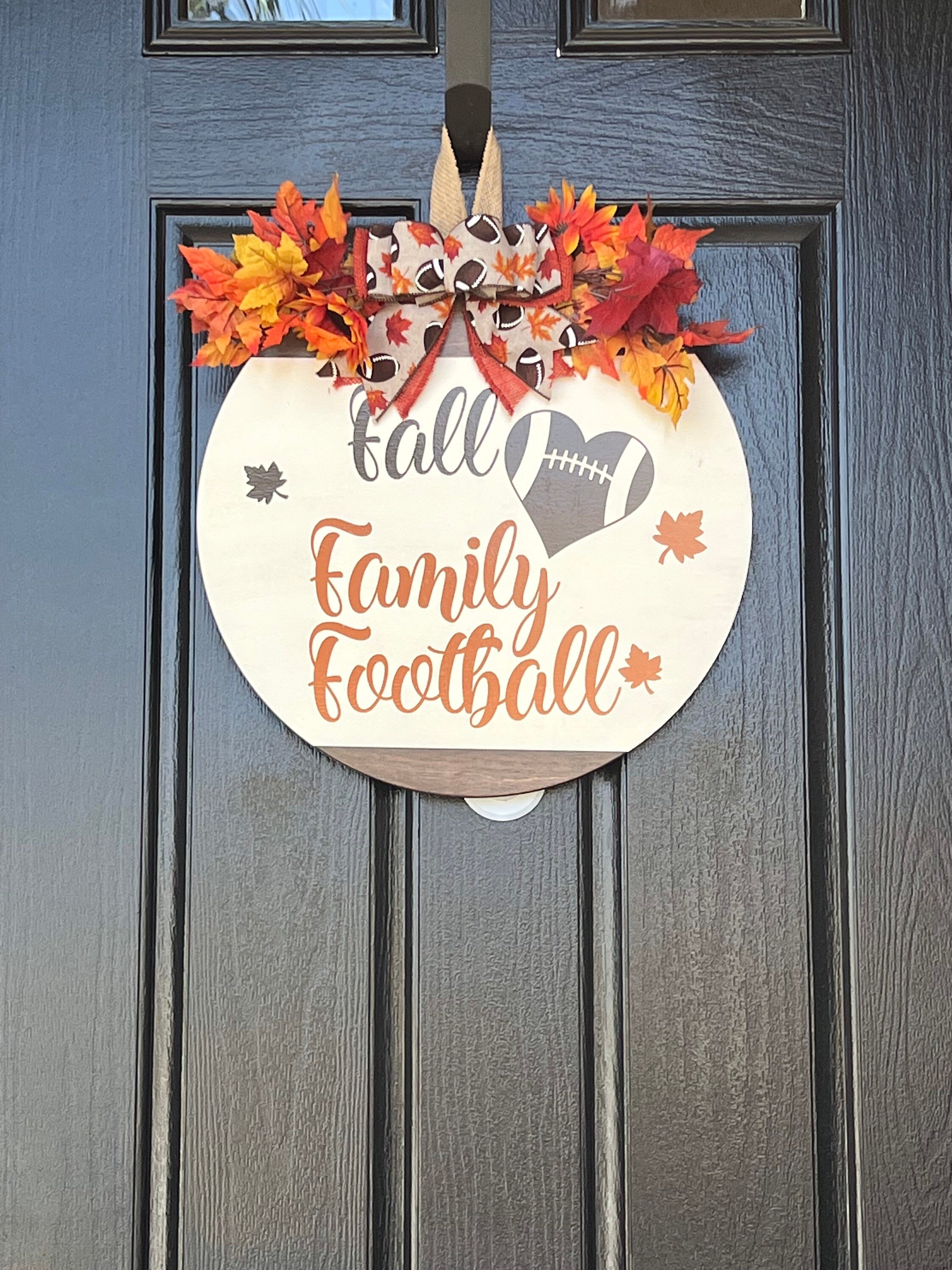 Front Door Decor Fall Family Football Door Hanger Fall - Etsy