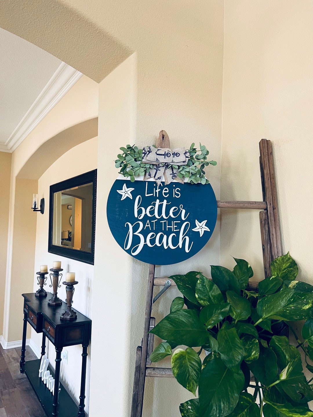 Beach Door Decor, Beach Door Hanger, Nautical Door Sign, Beach Wood ...