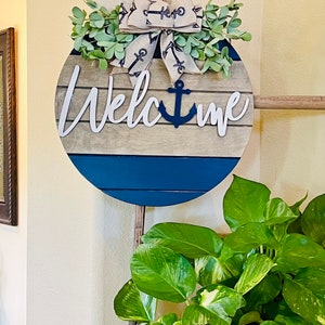 Front Door Deocr, Nautical Door Sign, Lake, Beach Door Hanger, Front ...