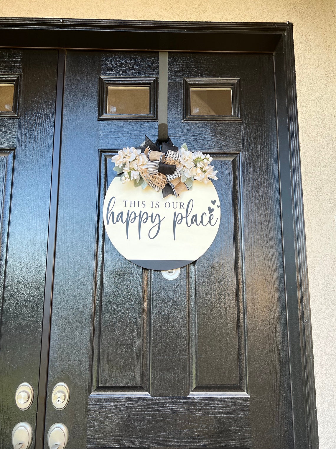 Front Door Decor, Welcome Door Sign, This is Our Happy Place, Front ...