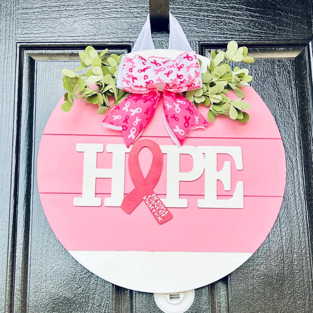 Breast Cancer Door Sign, Breast Cancer Hanger, Breast Cancer Gift ...