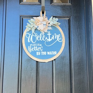 Nautical Door Sign, Lake Door Decor, Lake Door Hanger, Nautical Door ...