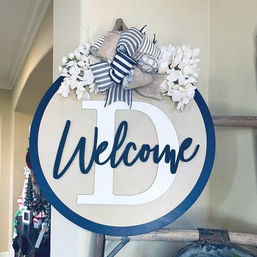 Monogram Front Door Sign, Welcome Door Decor, Family Name Sign, Front ...