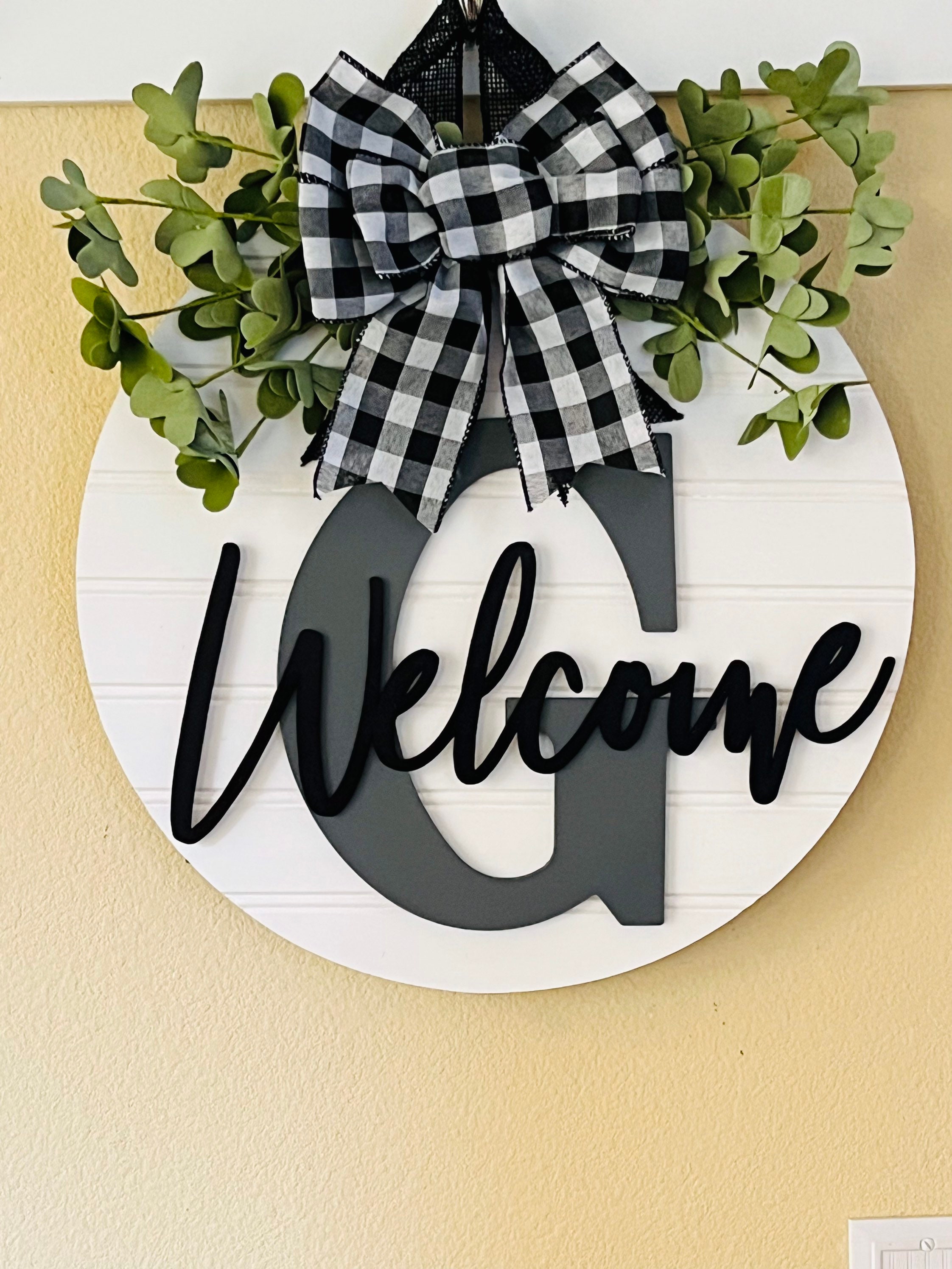 Monogram Front Door Sign Welcome Door Decor Front Door - Etsy