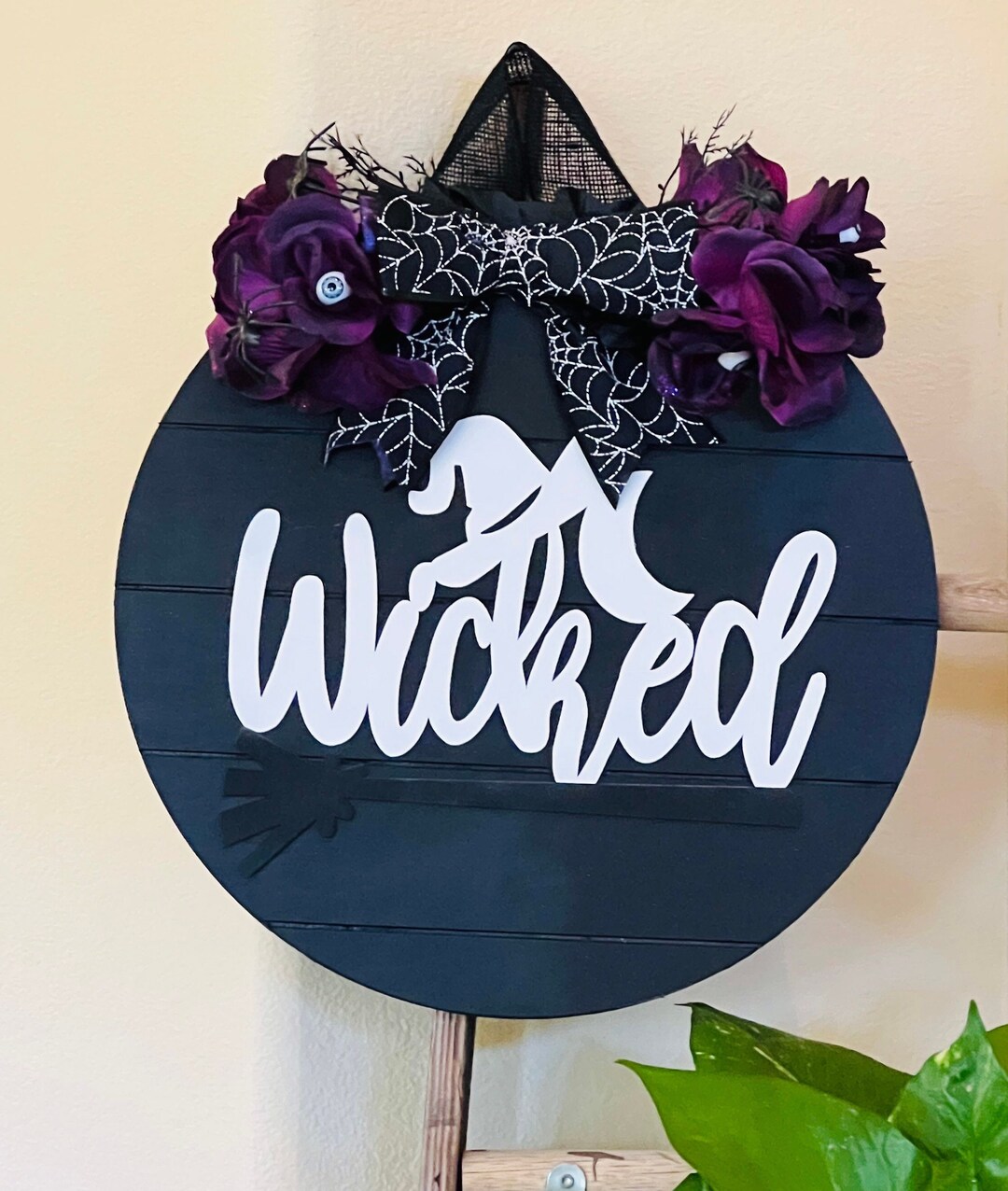 Halloween Door Decor, Halloween Welcome Sign, Wicked Door Hanger, Scary ...