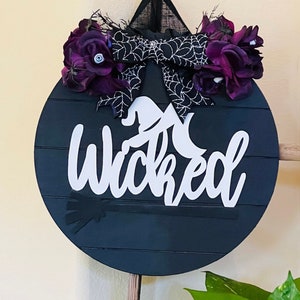 Halloween Door Decor, Halloween Welcome Sign, Wicked Door Hanger, Scary ...