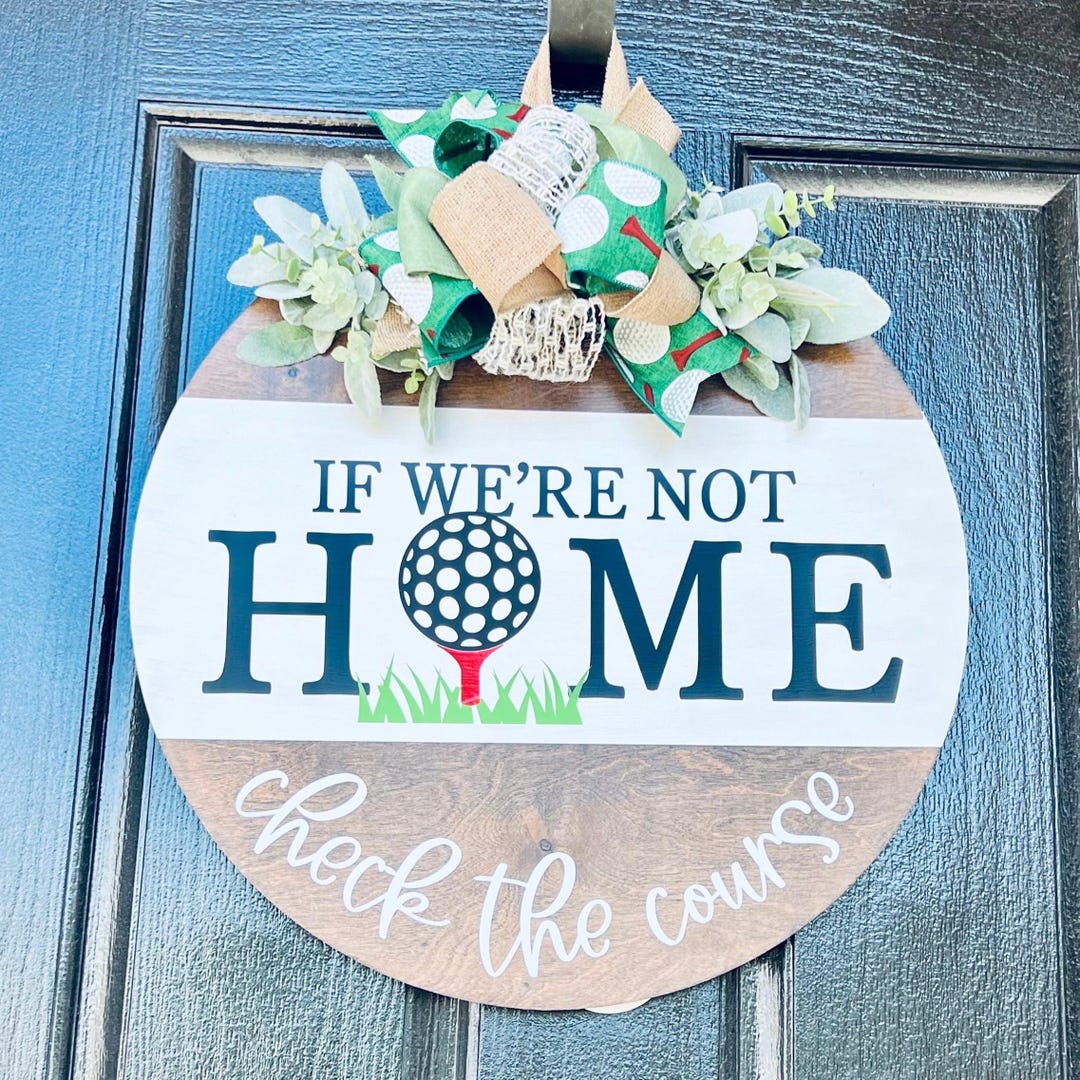 Front Door Decor, Golf Welcome Sign, Golf Wreath, Golfing Door Hanger ...
