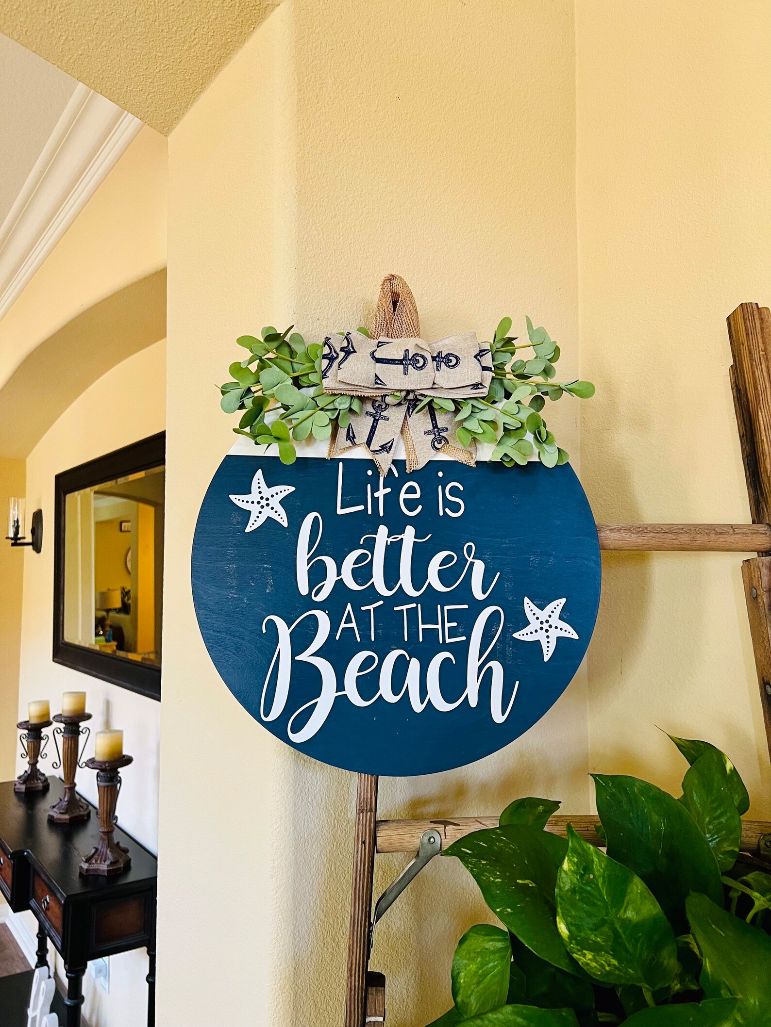 Beach Door Decor, Beach Door Hanger, Nautical Door Sign, Beach Wood ...