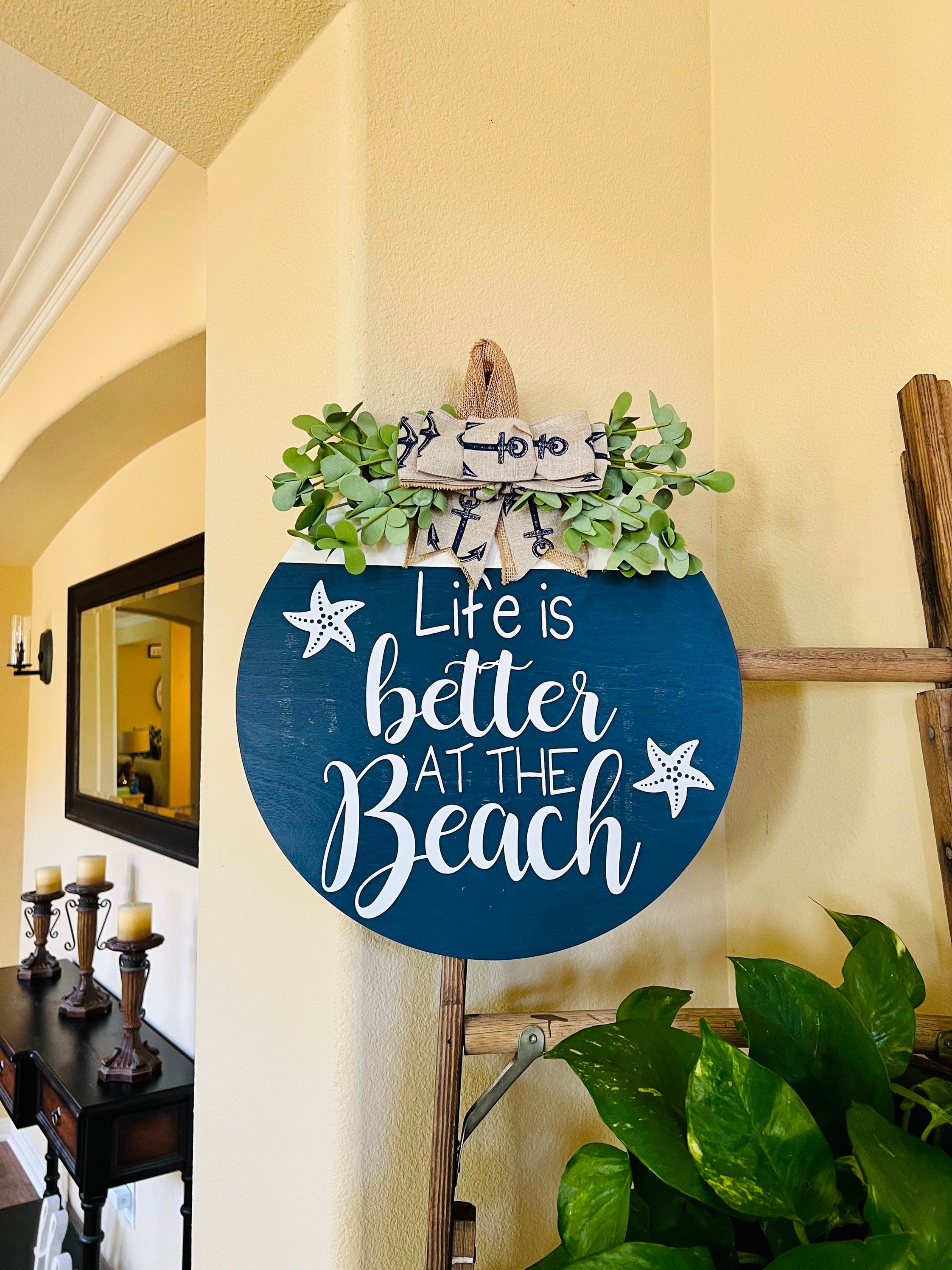 Beach Door Decor, Beach Door Hanger, Nautical Door Sign, Beach Wood ...