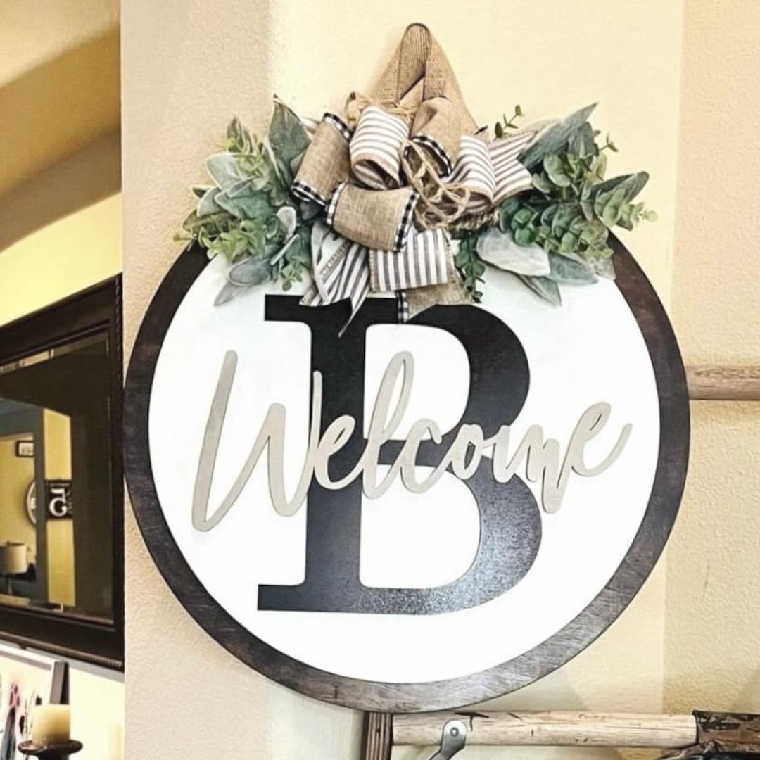 Front Door Decor, Monogram Front Door Sign, Personalized Door Hanger ...