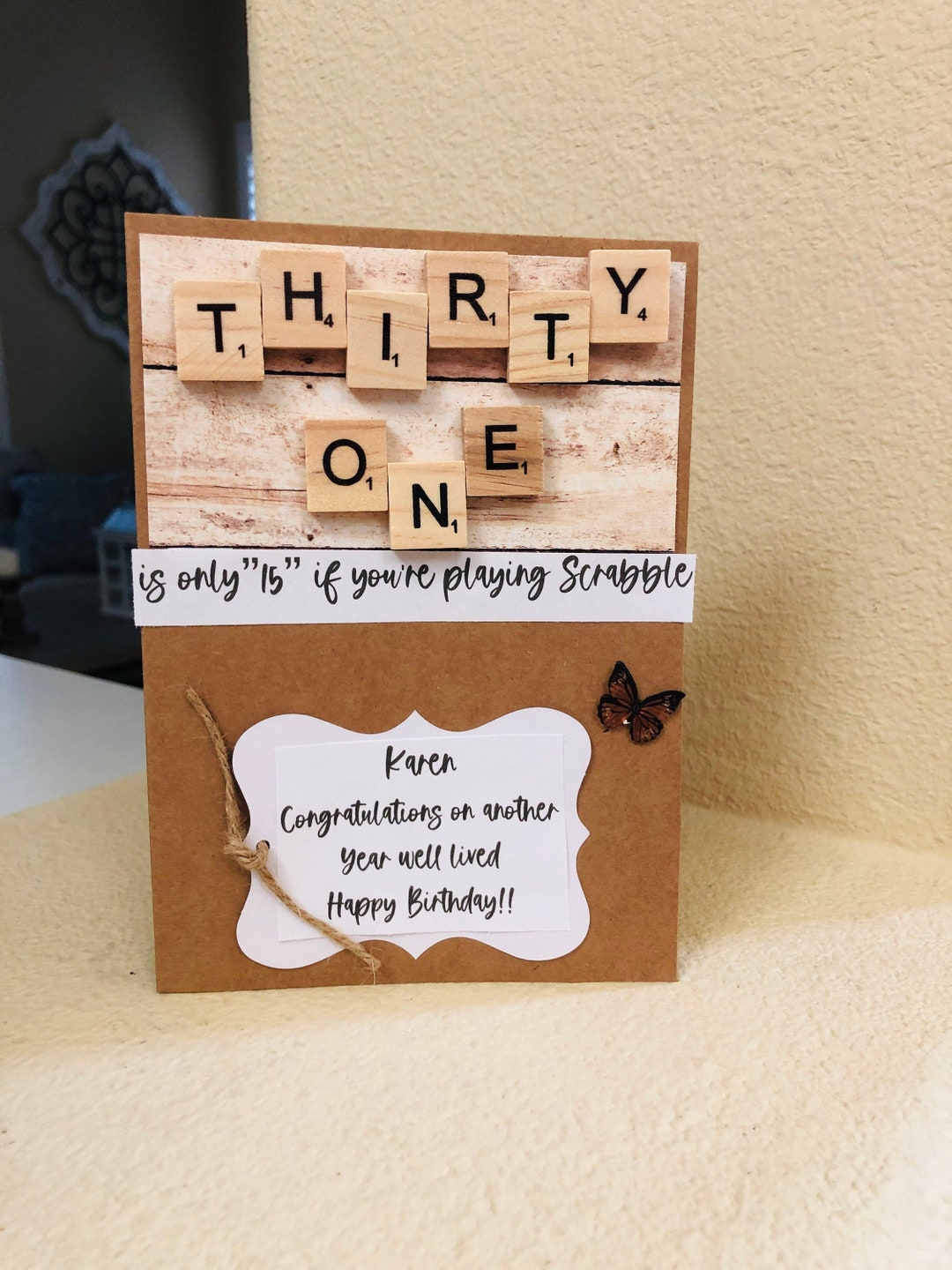 Scrabble Birthday Number Card Personalized Birthday Card - Etsy