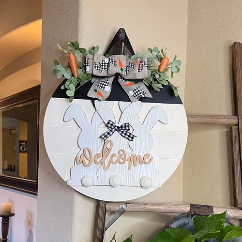 Happy Easter Wood Door Hanger Front Door Decor Spring - Etsy