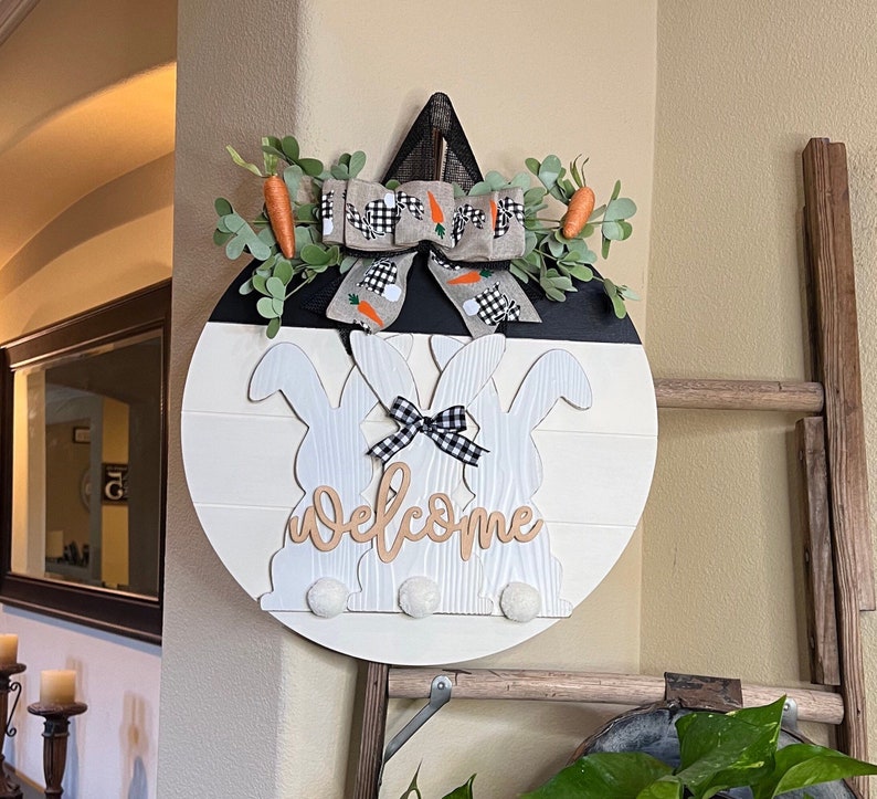 Easter Door Sign Wood Round Door Hanger - Etsy