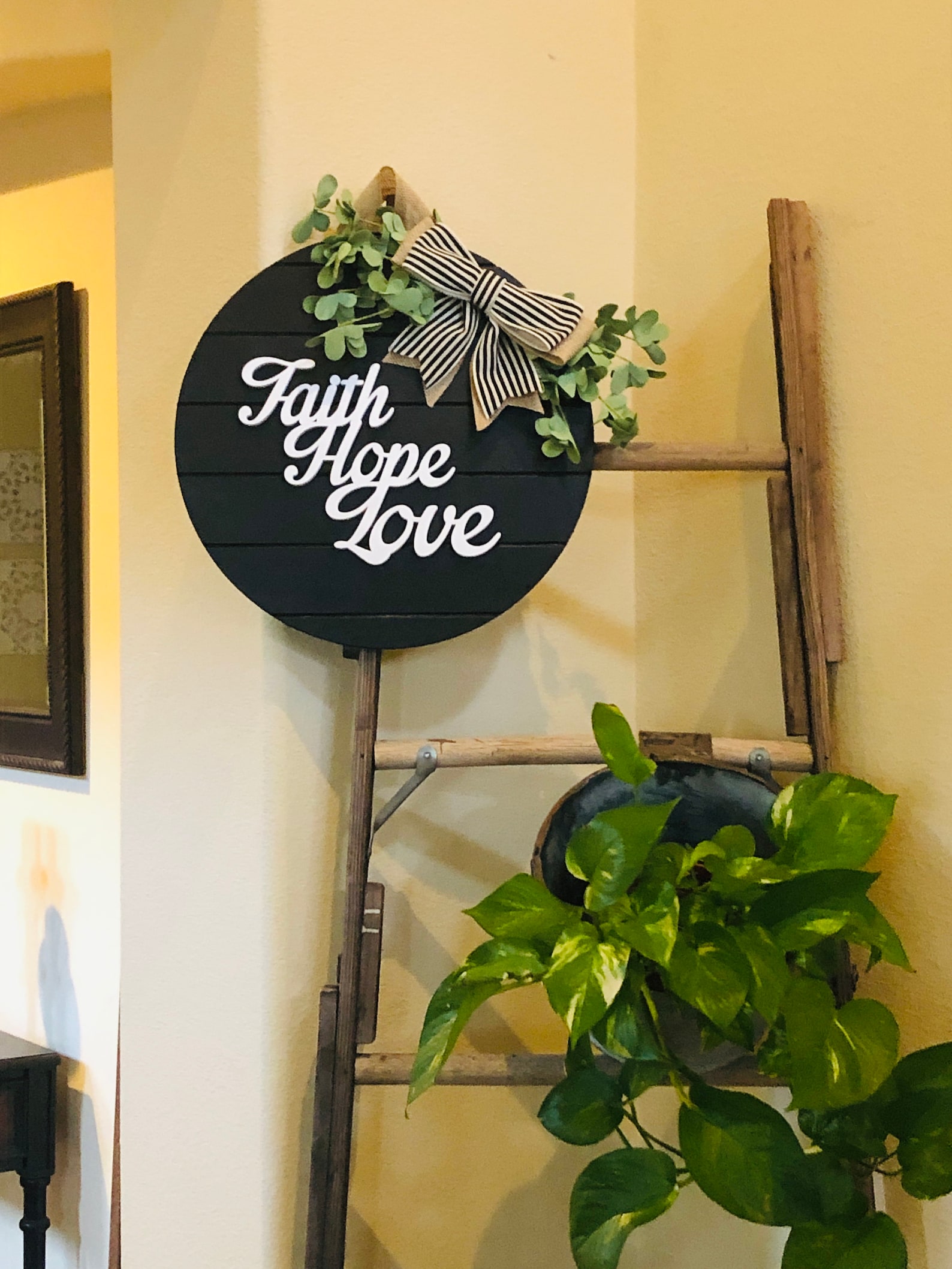 Religious Door Hanger Front Door Decor Faith Love Hope - Etsy