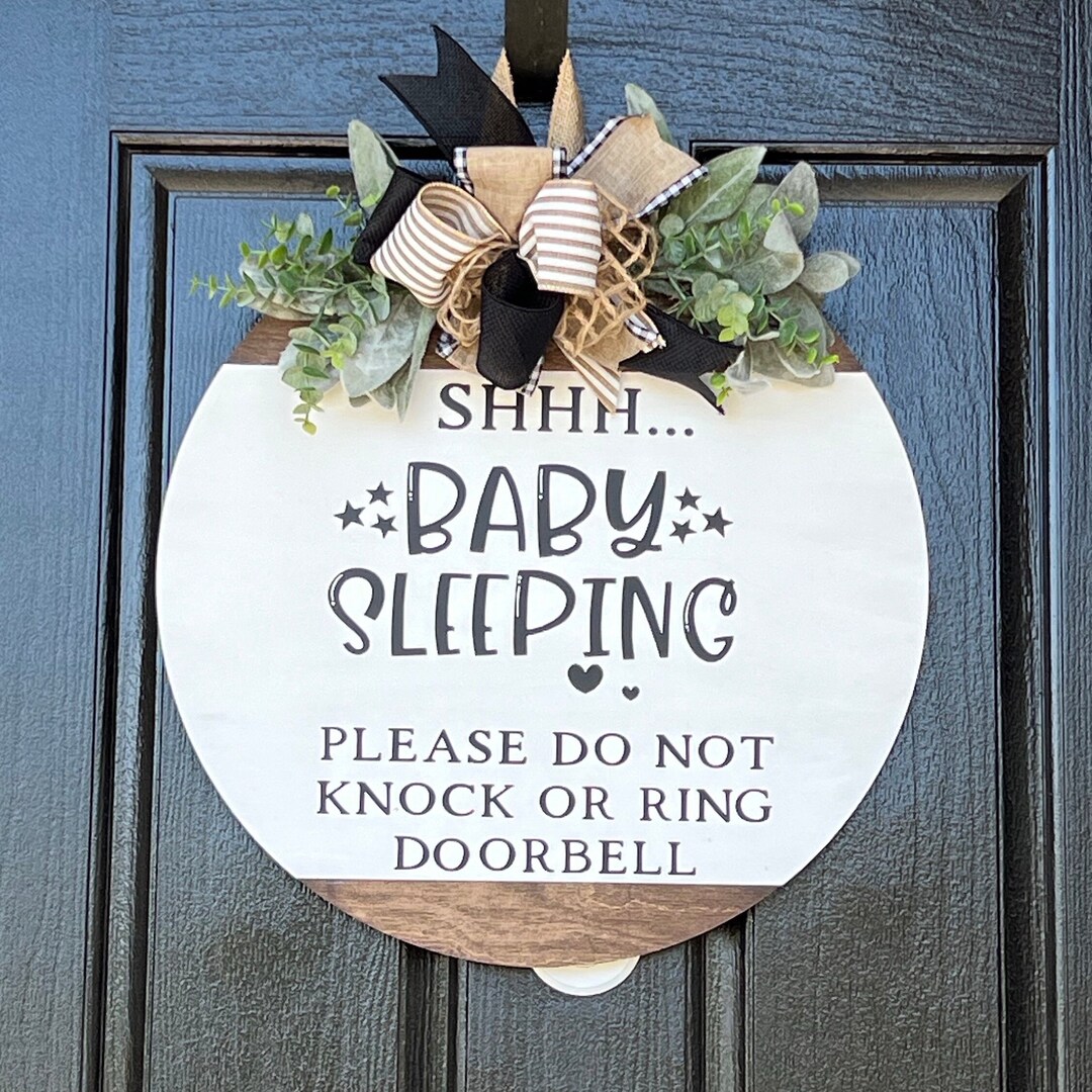 Baby Sleeping Sign, Front Door Do Not Knock, Newborn Baby Sign, Baby ...