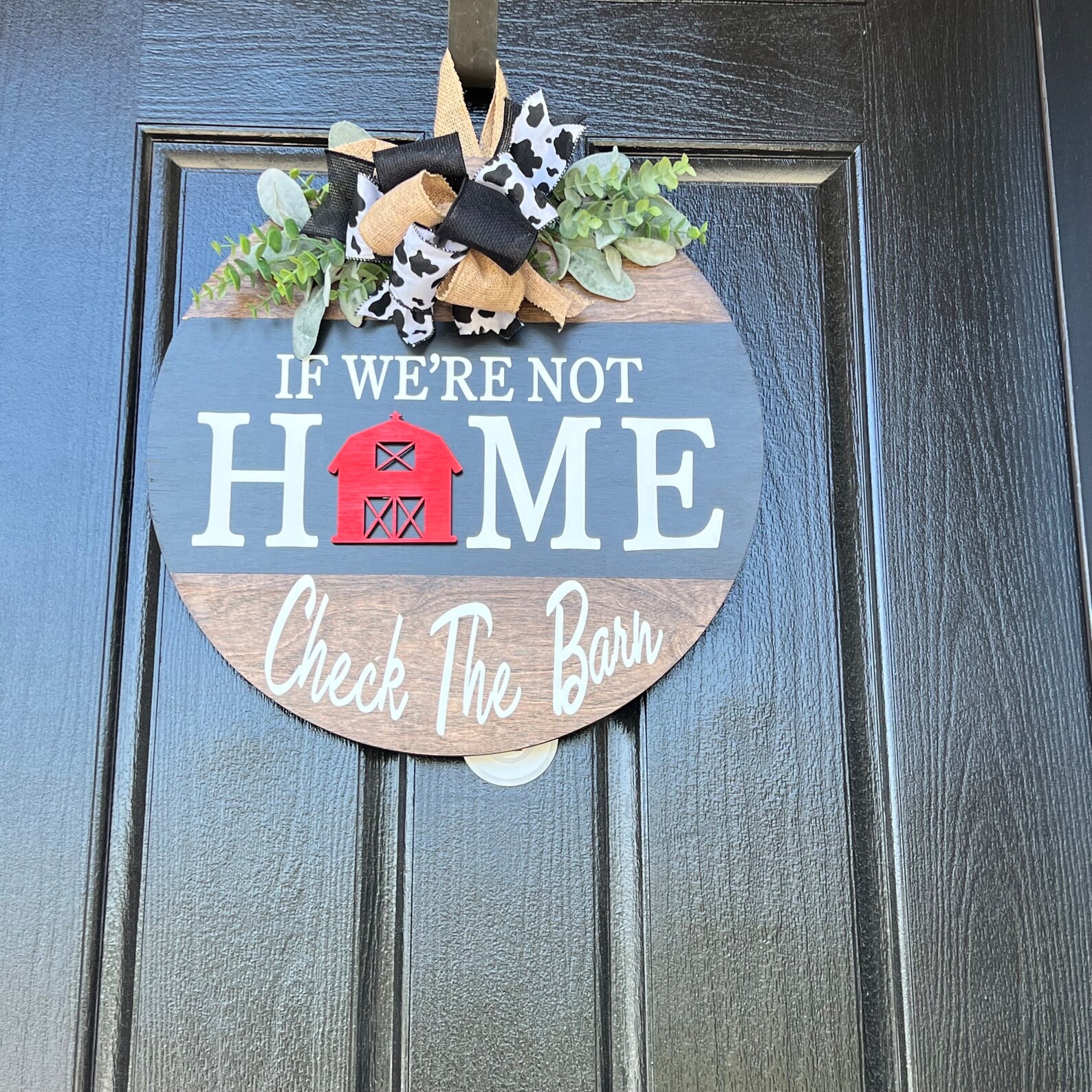 Welcome Front Door Decor, Country Cow Print Door Hanger, Farmhouse ...