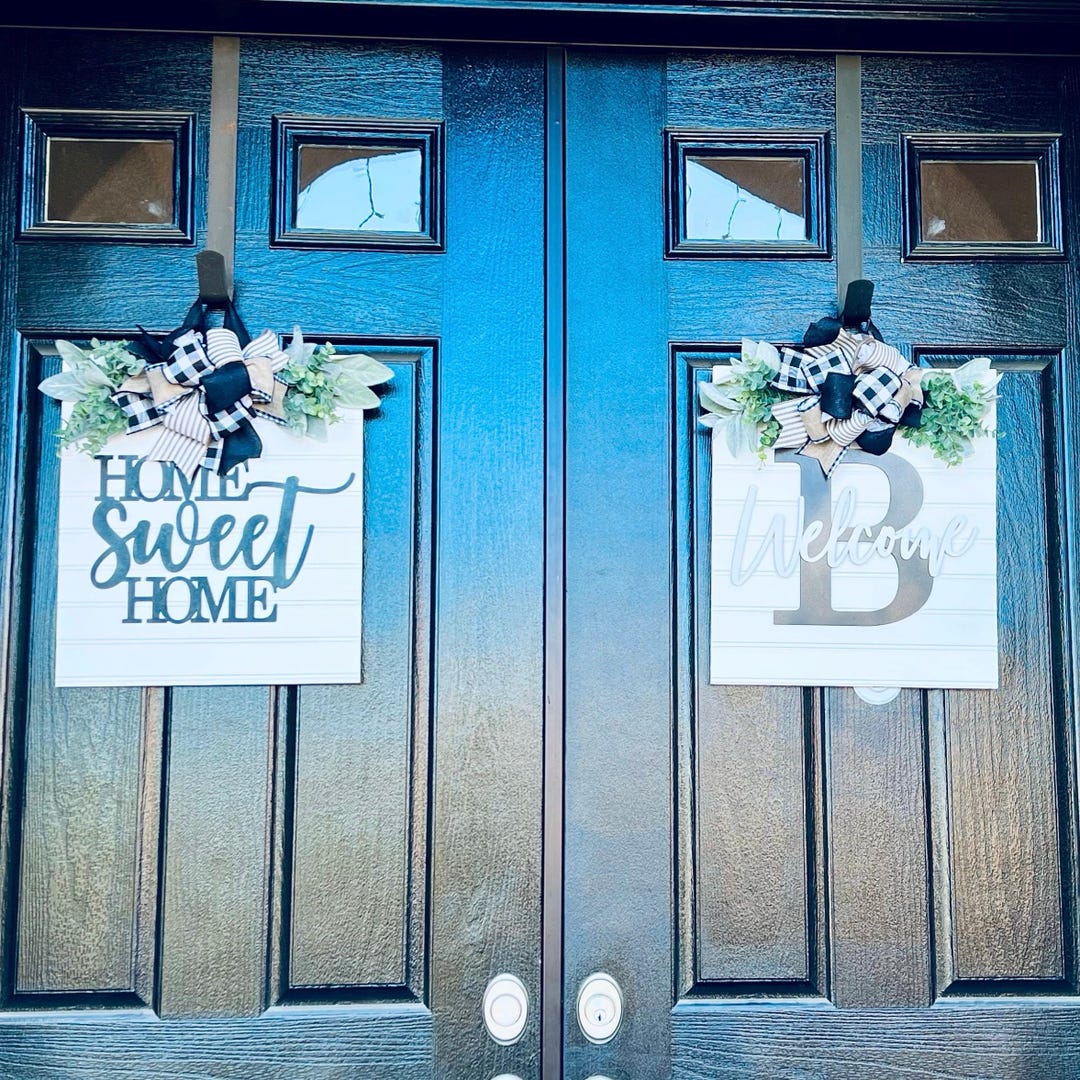 Double Door Front Door Decor, Double Door Signs, Double Door Wreath ...
