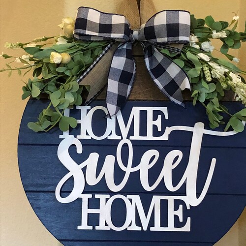 Door Decoration Welcome Round Front Door Sign Wood Sign - Etsy
