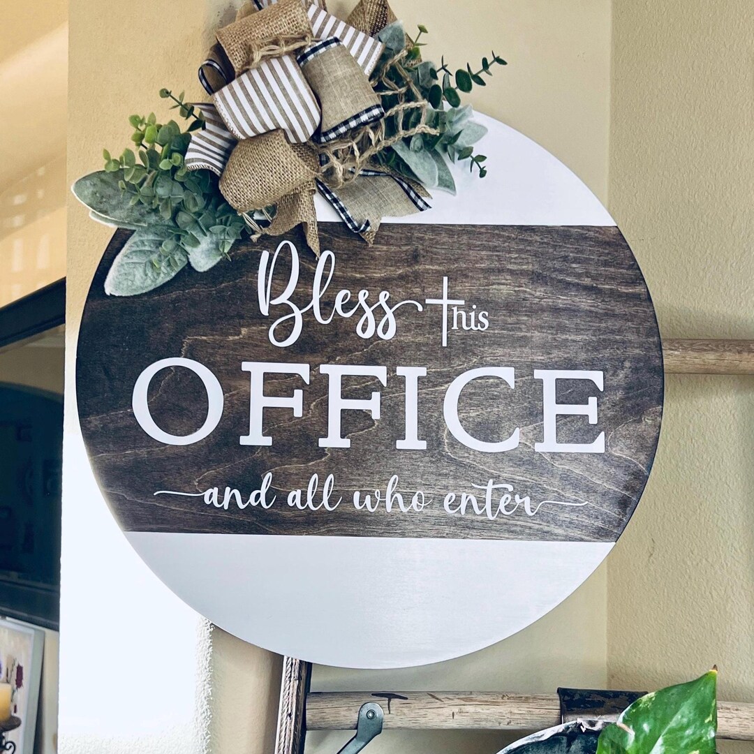 Office Door Decor, Office Door Sign, Office Door Wreath, Bless This ...