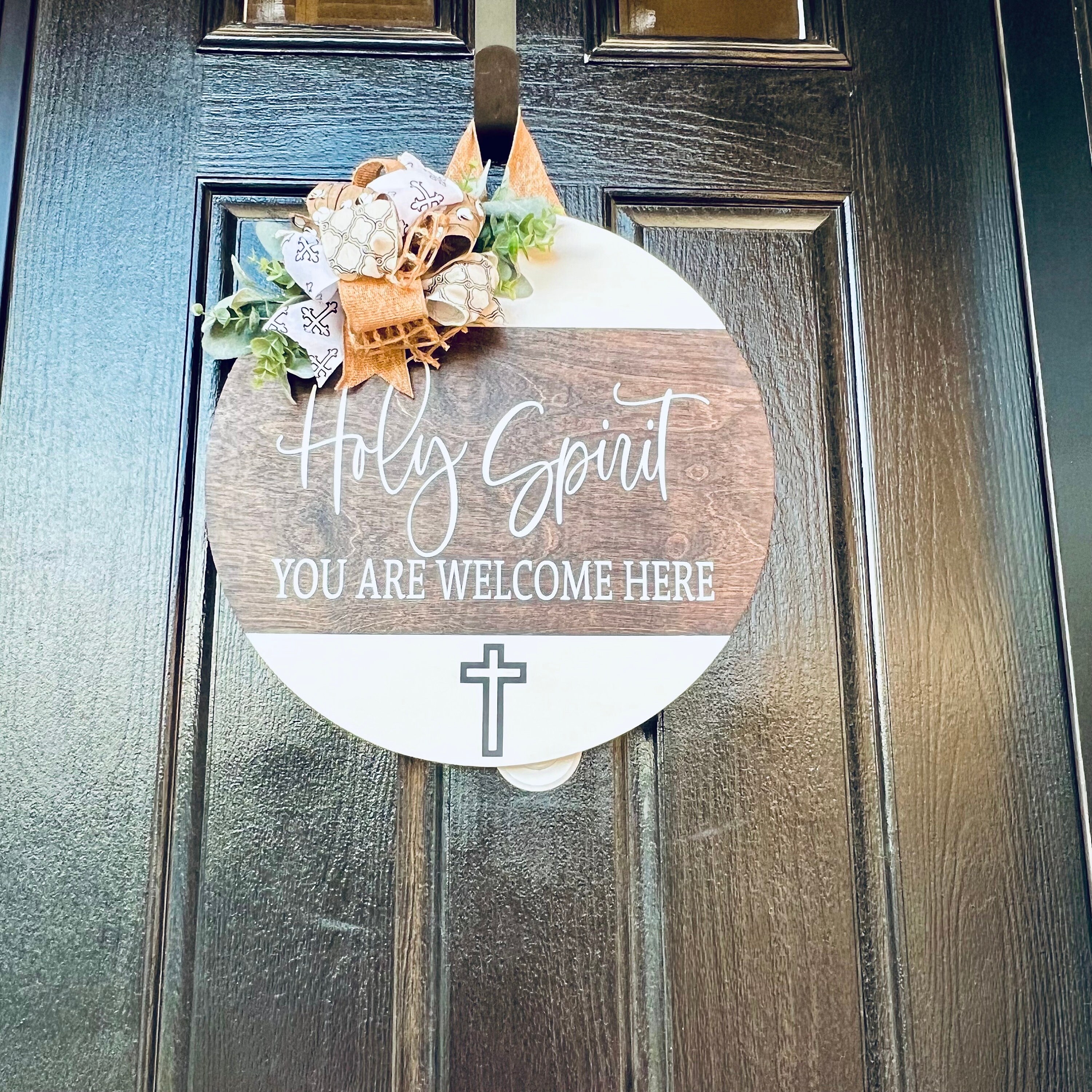 Front Door Decor, Holy Spirit You Are Welcome Here Sign, Religious Door ...