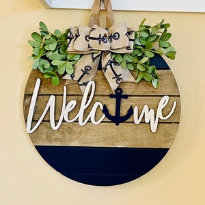 Front Door Deocr, Nautical Door Sign, Lake, Beach Door Hanger, Front ...