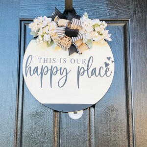 Front Door Decor, Welcome Door Sign, This is Our Happy Place, Front ...