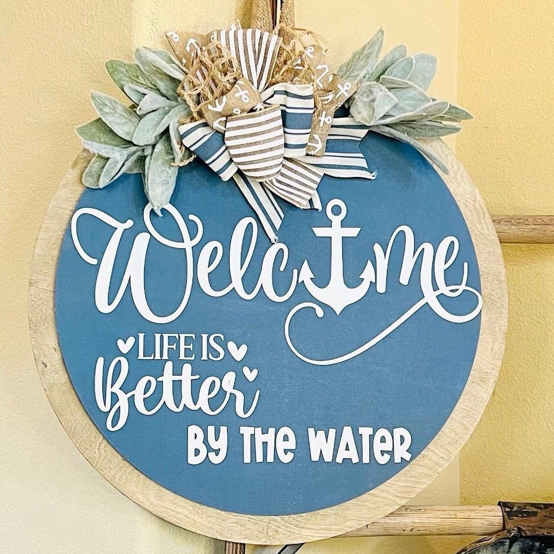 Nautical Door Sign, Lake Door Decor, Lake Door Hanger, Nautical Door ...