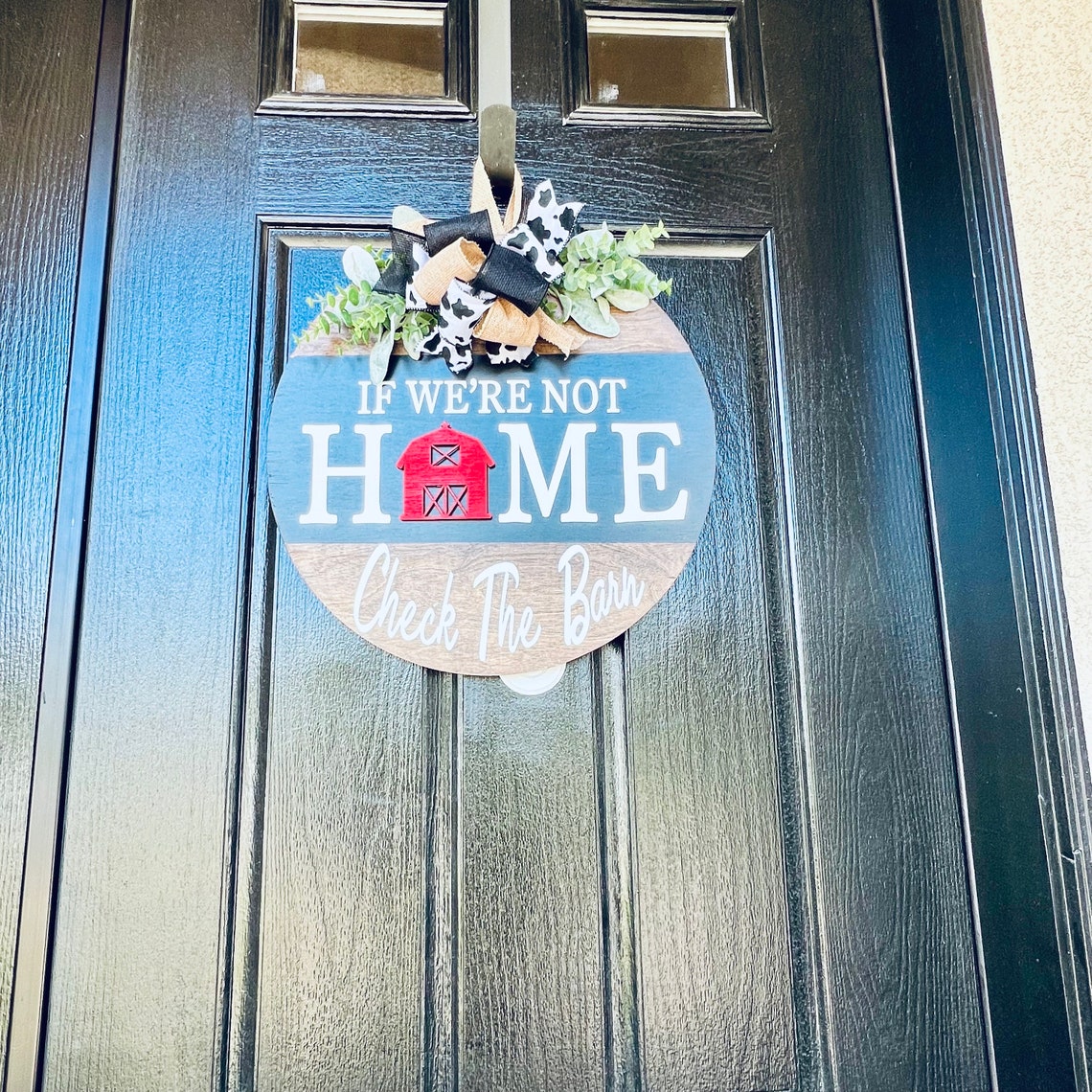 Welcome Front Door Decor, Country Cow Print Door Hanger, Farmhouse ...