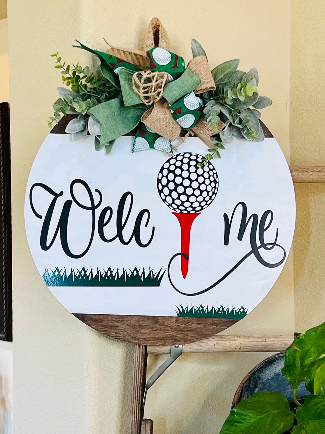 Front Door Decor, Golf Welcome Sign, Front Door Wreath, Golf Door ...