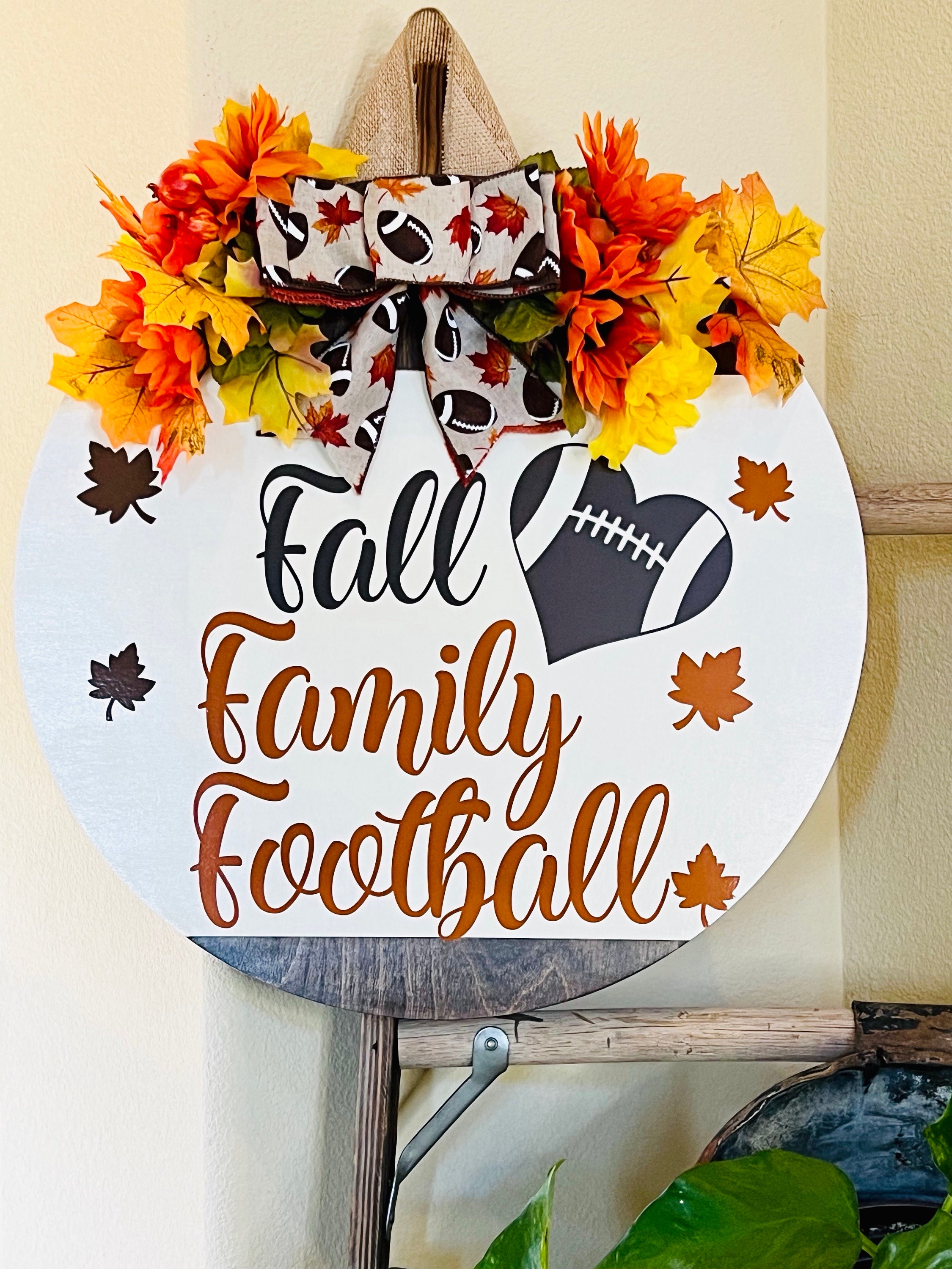 Front Door Decor, Fall, Family, Football Door Hanger, Fall Welcome Sign ...