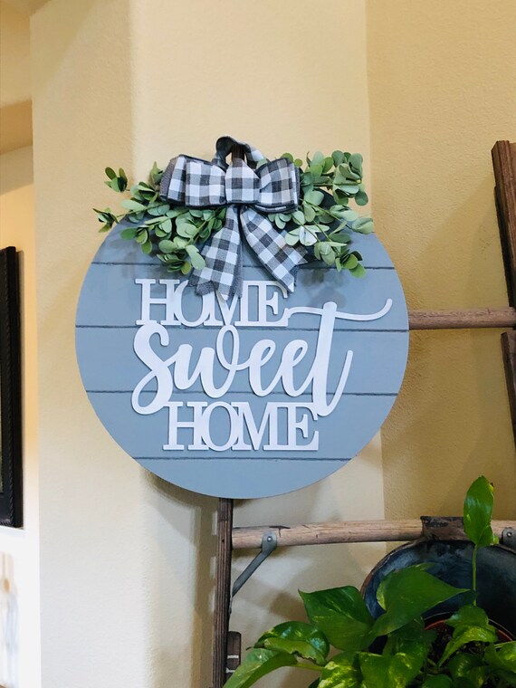 Gray Welcome Sign Wood Front Door Decor Door Hanger | Etsy