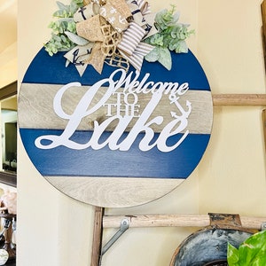 Front Door Decor, Lake House Door Sign, Wood Door Hanger, Farmhouse ...