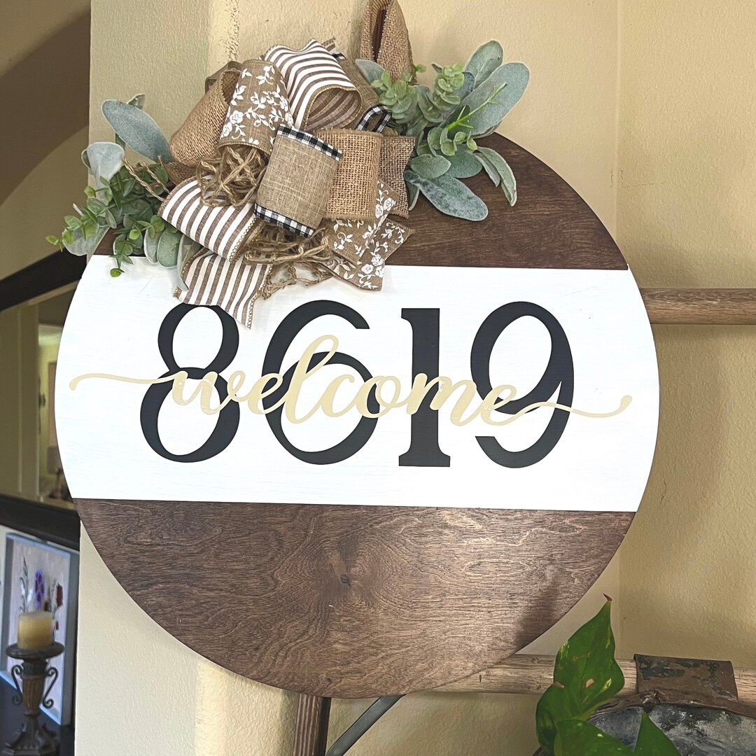 Front Door Decor, Welcome Door Sign, Address Door Hanger, Front Door ...