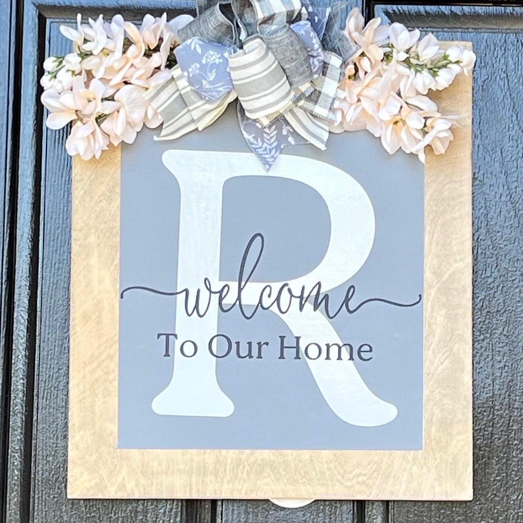 Monogram Front Door Sign, Welcome Door Decor, Family Name Sign, Front ...