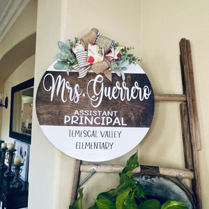 Door Sign for Teacher, Classroom Door Hanger, Sign for School Principal ...