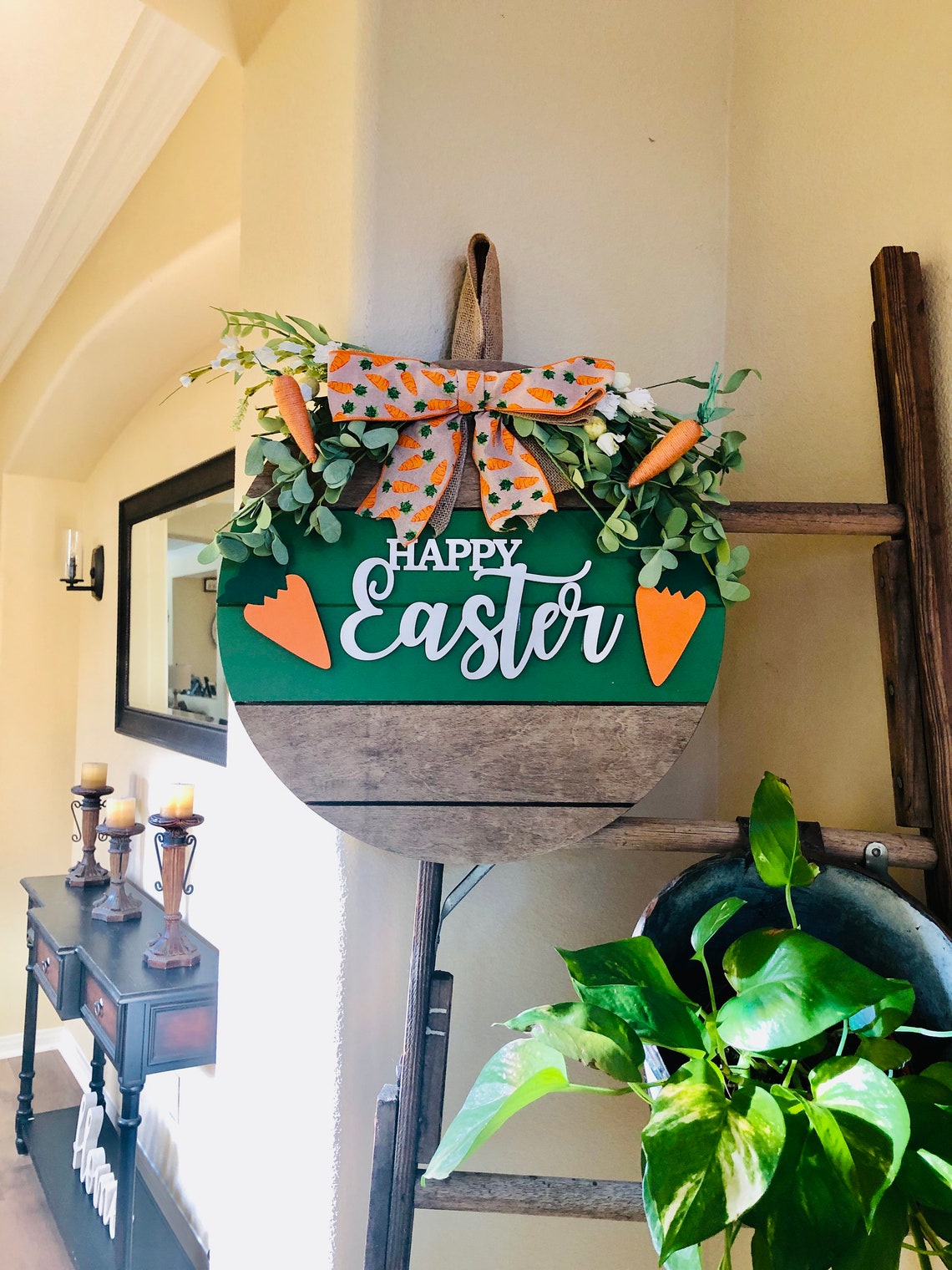 Easter Welcome Sign Door Decor Door Hanger Wood Wound | Etsy