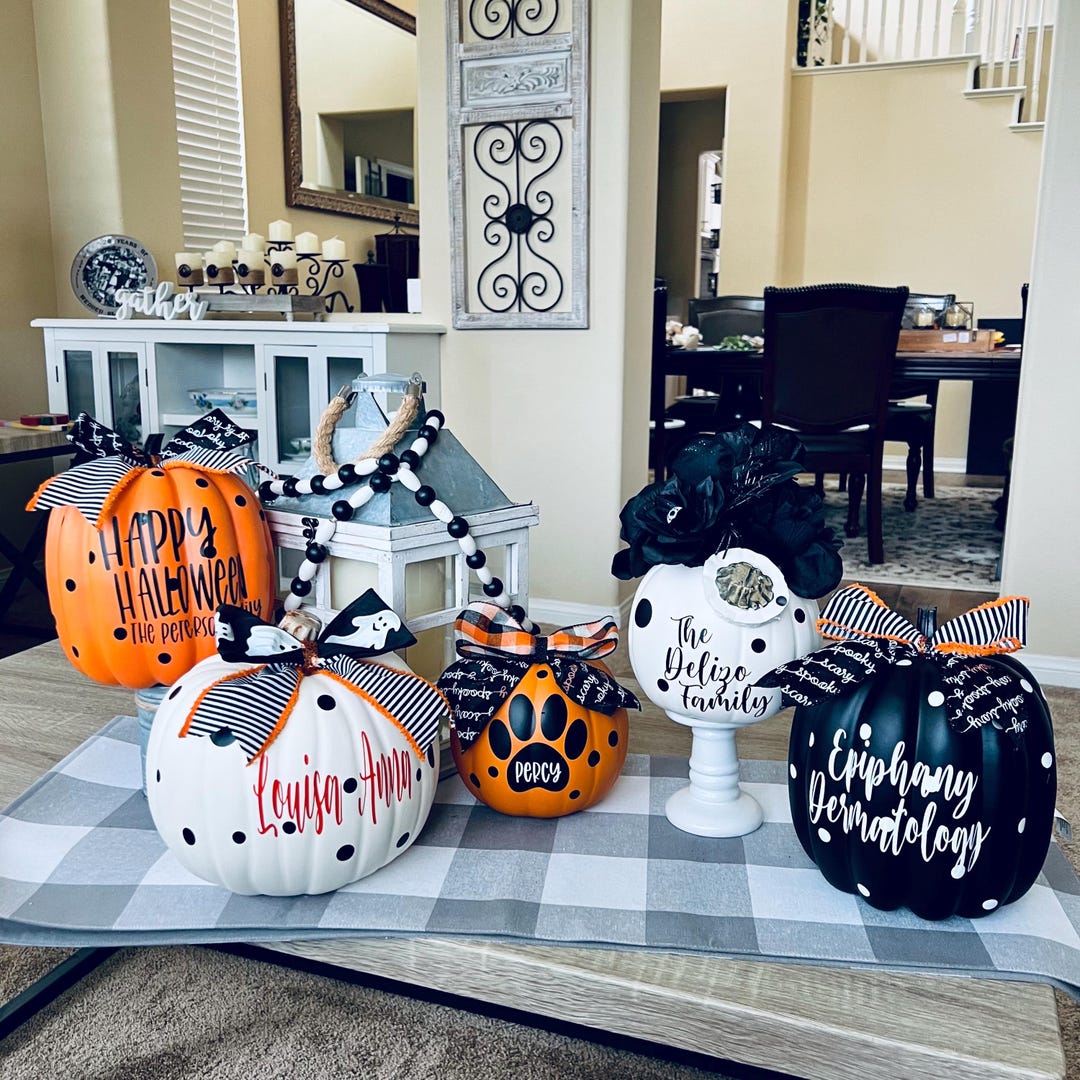 Personalized Pumpkins, Halloween Faux Pumpkins, Last Name Pumpkins ...