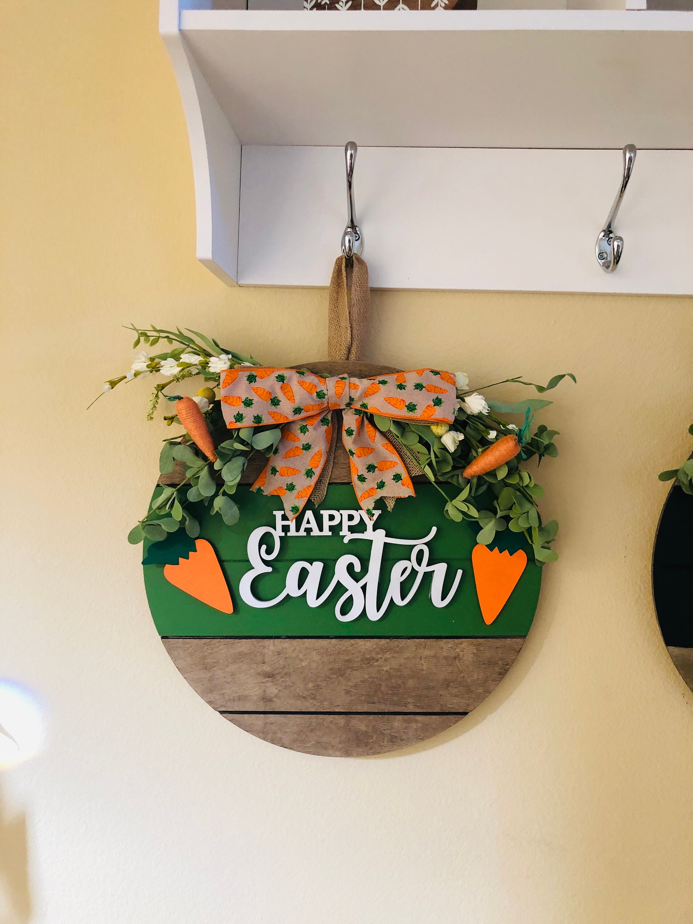 Easter Welcome Sign Door Decor Door Hanger Wood Wound | Etsy