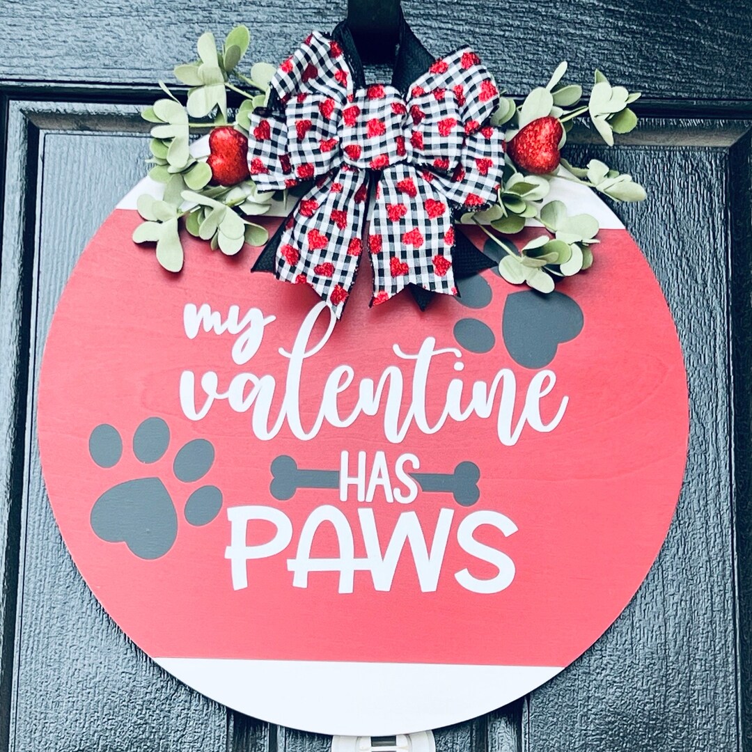 Valentine Dog Door Sign, Valentines Day Door Hanger, Dog Door Sign ...