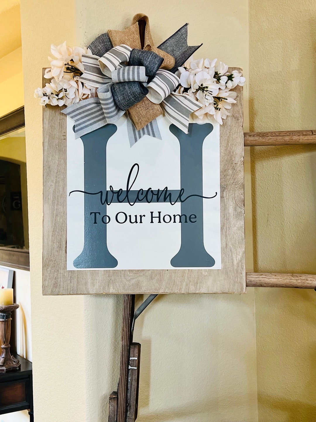 Monogram Front Door Sign Welcome Door Decor Family Name - Etsy