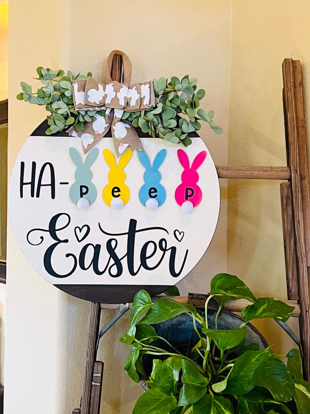 Easter Door Decor, Welcome Easter Door Sign, Spring Door Wreath, Front ...