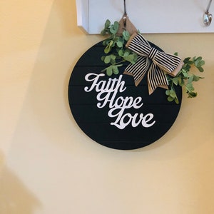 Religious Door Hanger, Front Door Decor, Faith Love Hope, Front Door ...