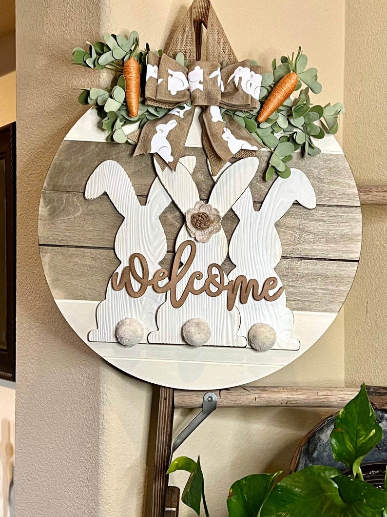 Easter Door Sign Wood Round Door Hanger - Etsy