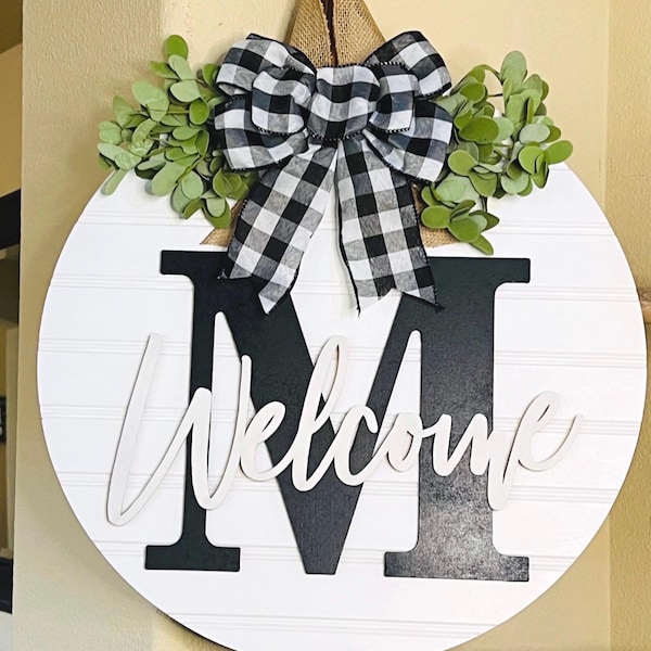 Door Wreath Monogram - Etsy