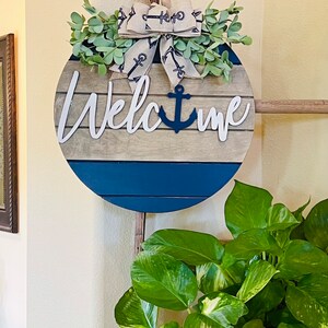 Front Door Deocr, Nautical Door Sign, Lake, Beach Door Hanger, Front ...